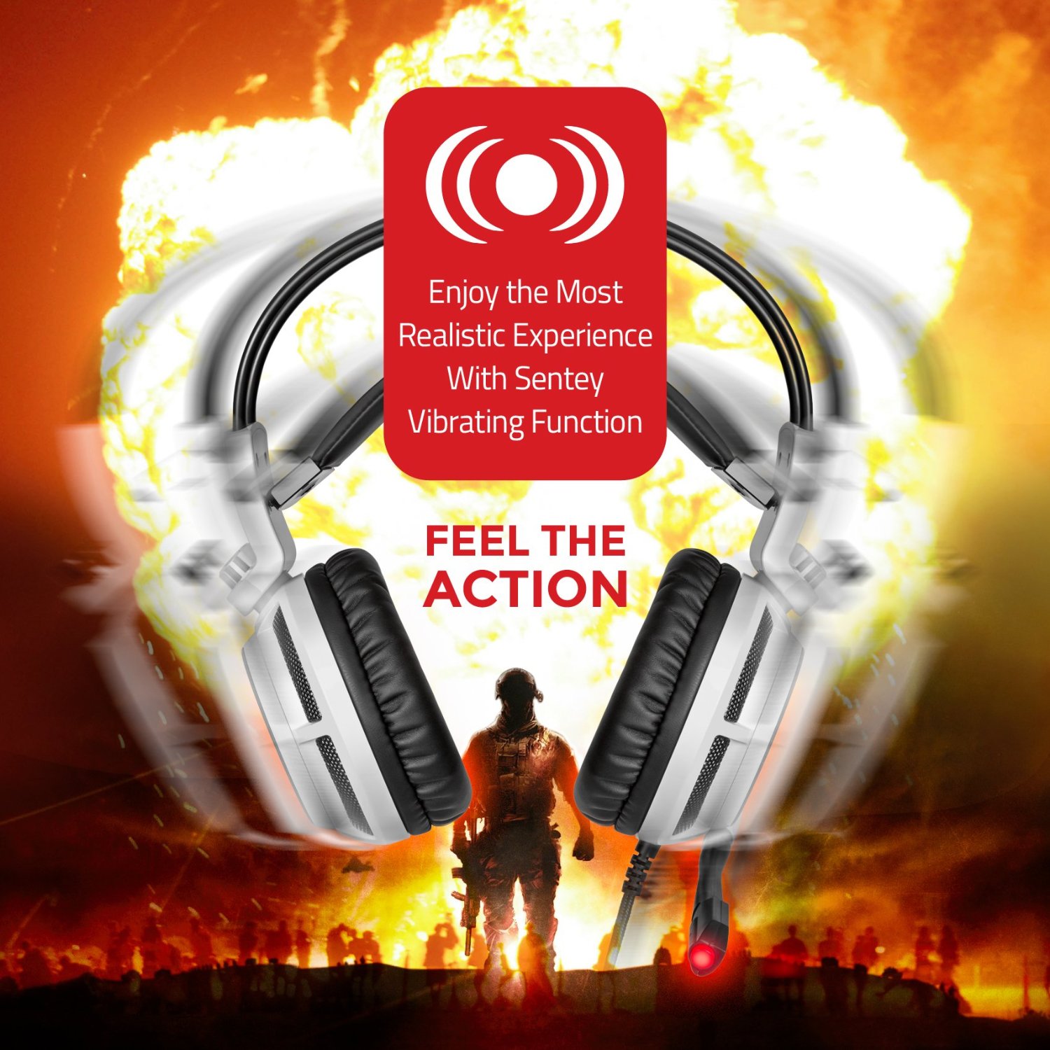 Sentey® Gaming Headset Virtual 7.1 USB DAC Arches with Vibration ...