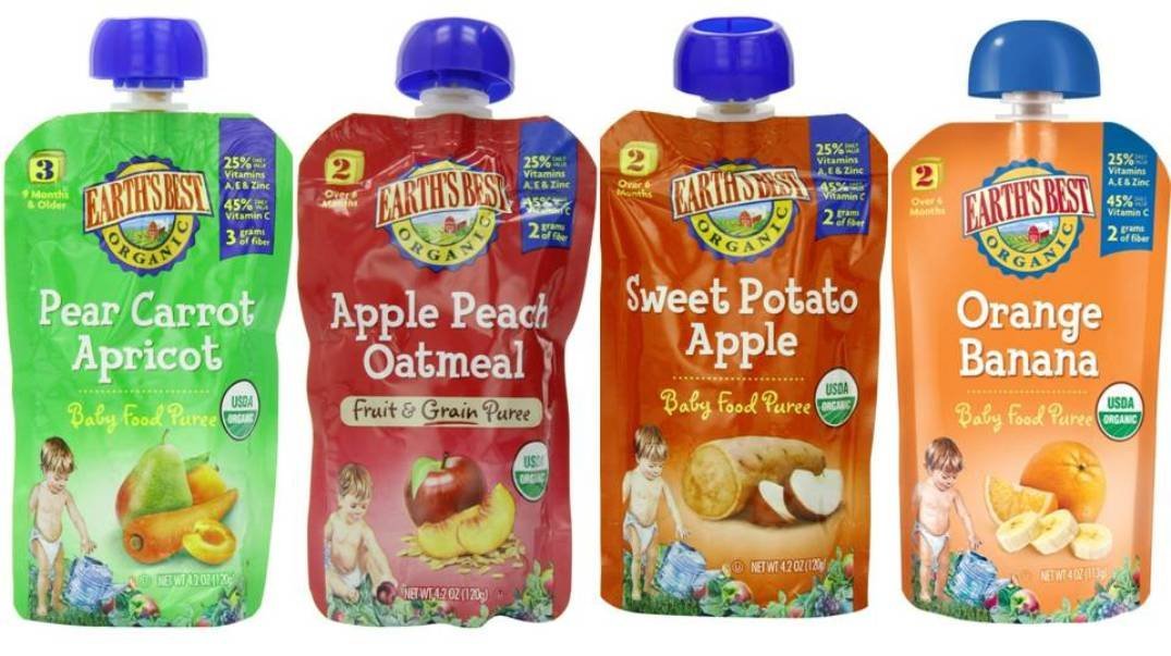 Earth's Best Organic Baby Food Puree 4 Pouch Flavor Variety Bundle: (1 ...