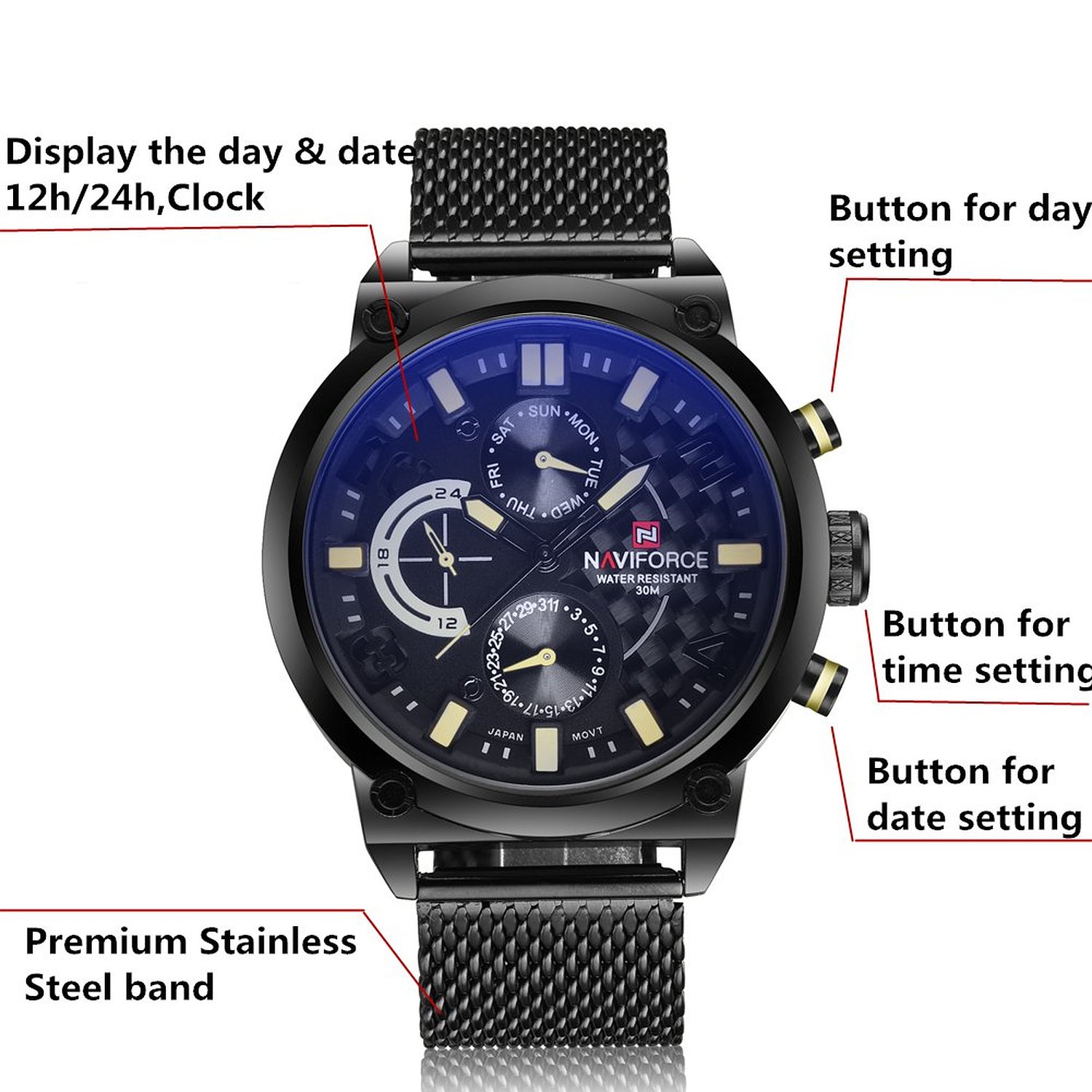 Binzi Waterproof Stylish Mens Watches, Wrist Sport Watch for Boy with ...